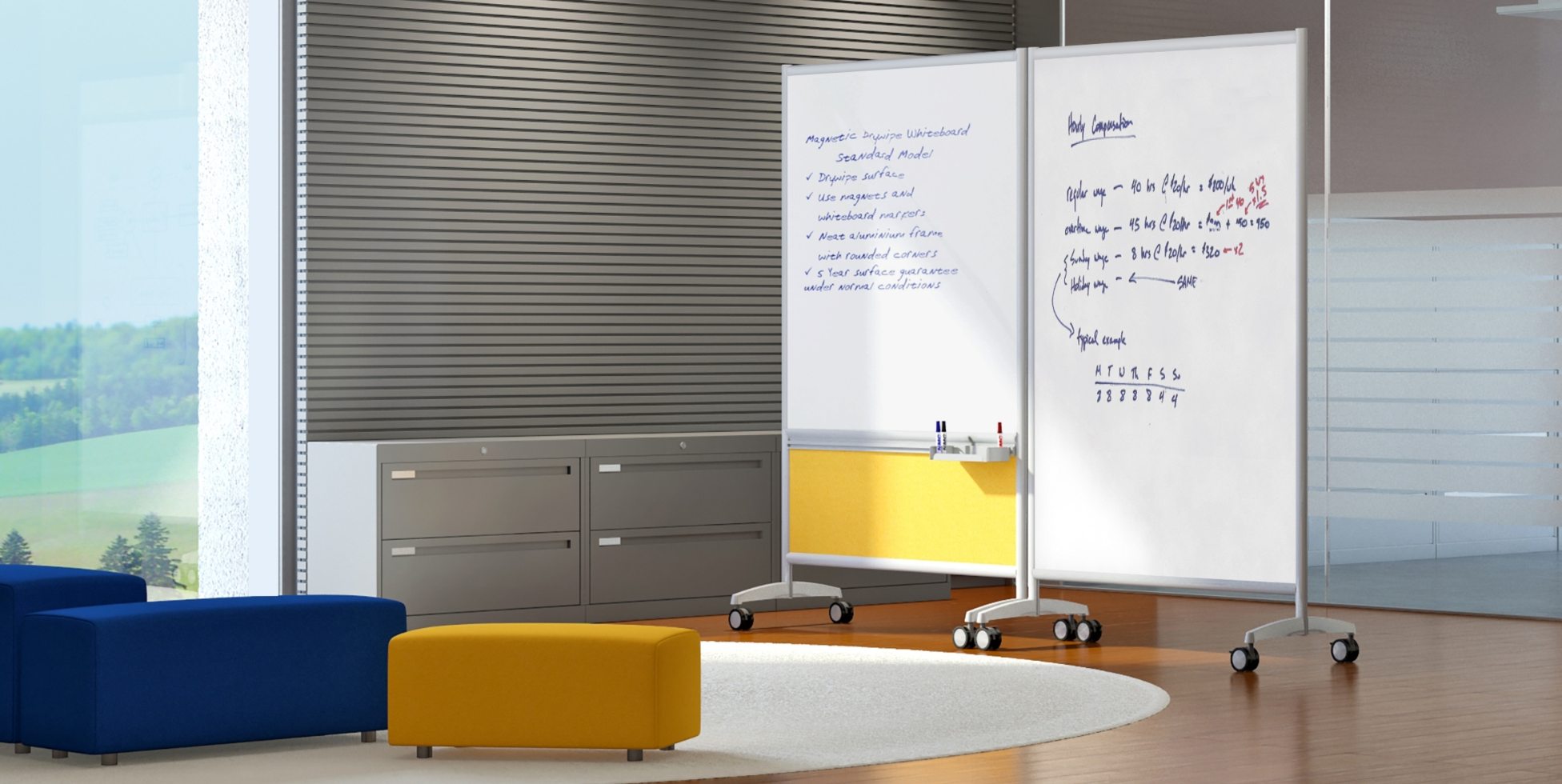 Mobile Whiteboard on Wheels | Durable Portable Office Whiteboards
